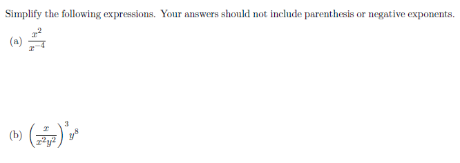 Solved Simplify the following expressions. Your answers | Chegg.com