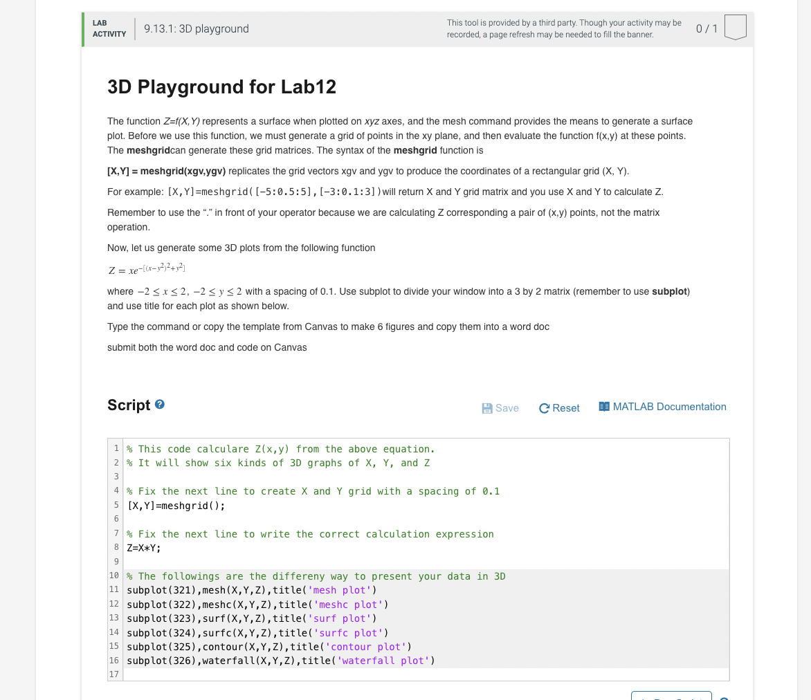 Solved LAB 9.13.1: 3D playground This tool is provided by a | Chegg.com