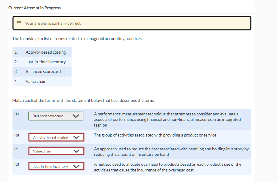 [Solved]: Current Attempt in Progress Your answer is partia