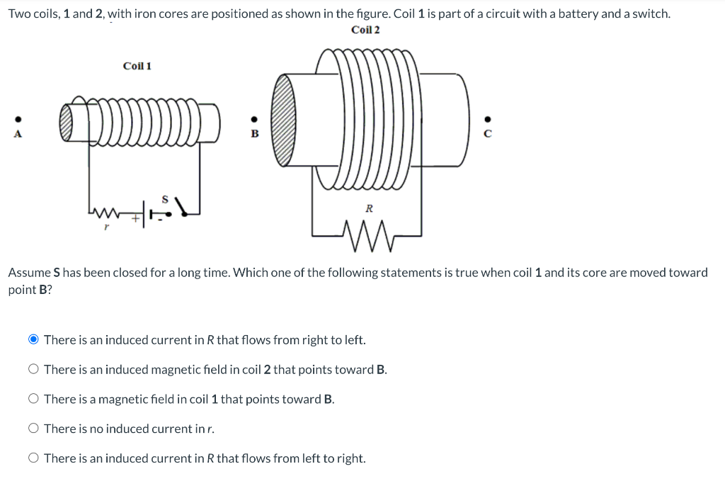 Solved Two coils, 1 and 2, with iron cores are positioned as | Chegg.com