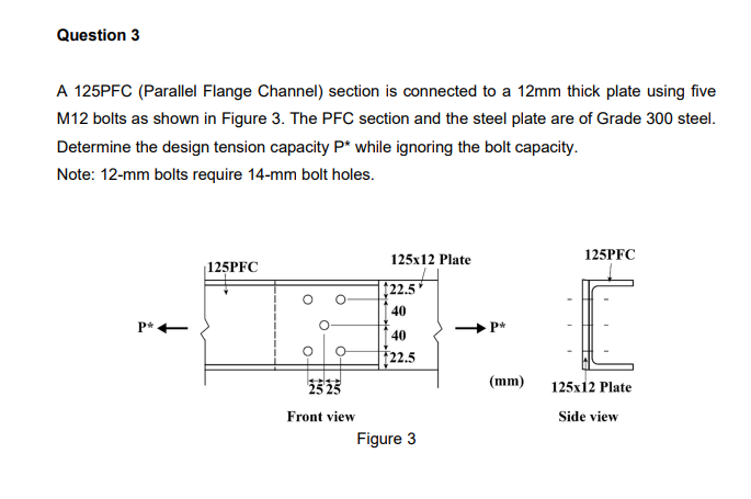 Solved A 125PFC (Parallel Flange Channel) section is | Chegg.com