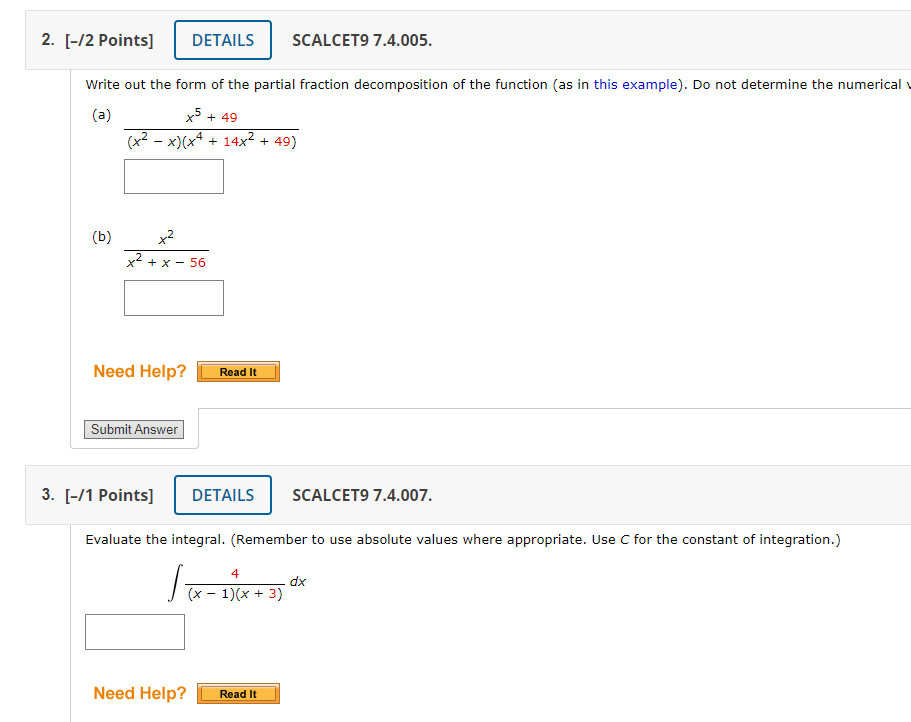 Solved Write out the form of the partial fraction | Chegg.com