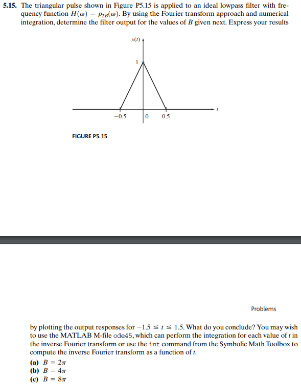 Solved 5.15. The triangular pulse shown in Figure P5.15 is | Chegg.com
