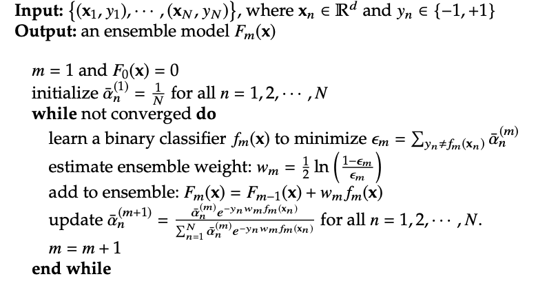 Solved In the AdaBoost algorithm below, assume we have | Chegg.com