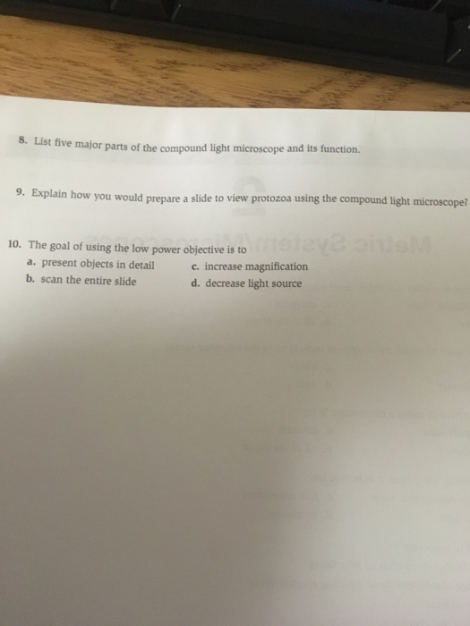 Solved LABORATOR Y 2 Metric System/Microscopes 1. The metric | Chegg.com