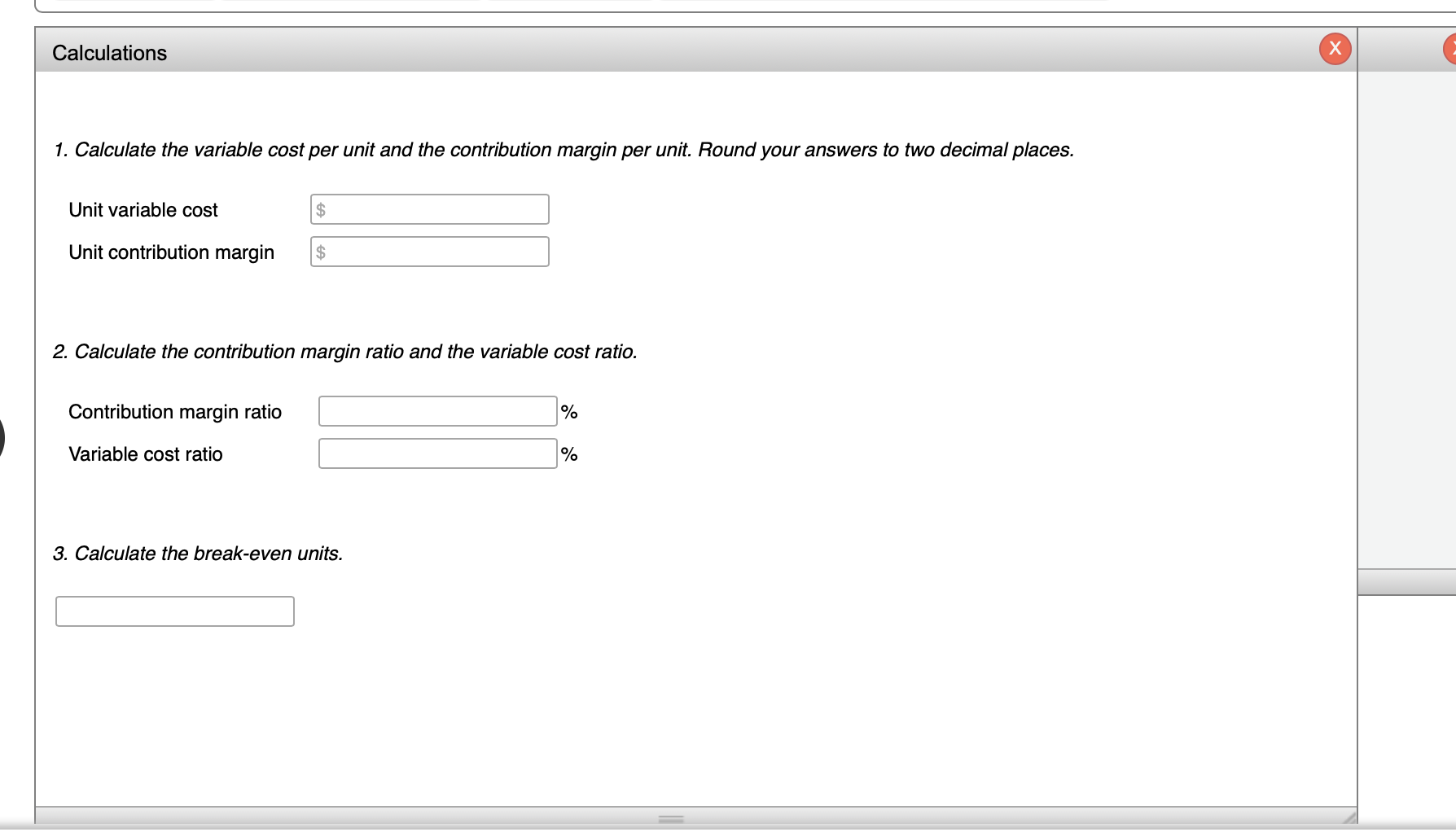 Solved Basic Break-Even Calculations Instructions Suppose | Chegg.com