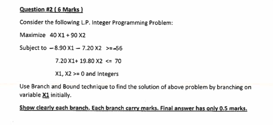 Solved Question #2 (6 Marks Consider the following L.P. | Chegg.com