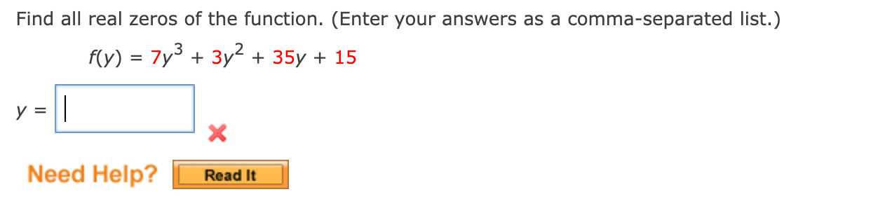 Solved Find all real zeros of the function. (Enter your | Chegg.com