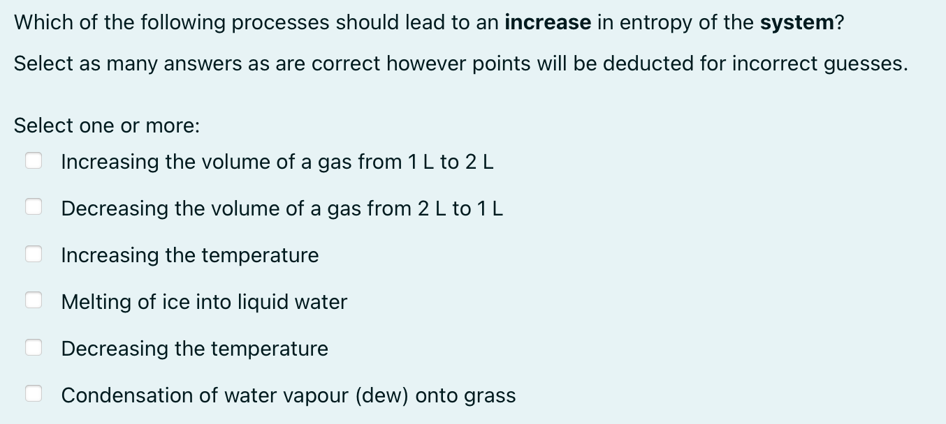 Solved Which of the following processes should lead to an | Chegg.com