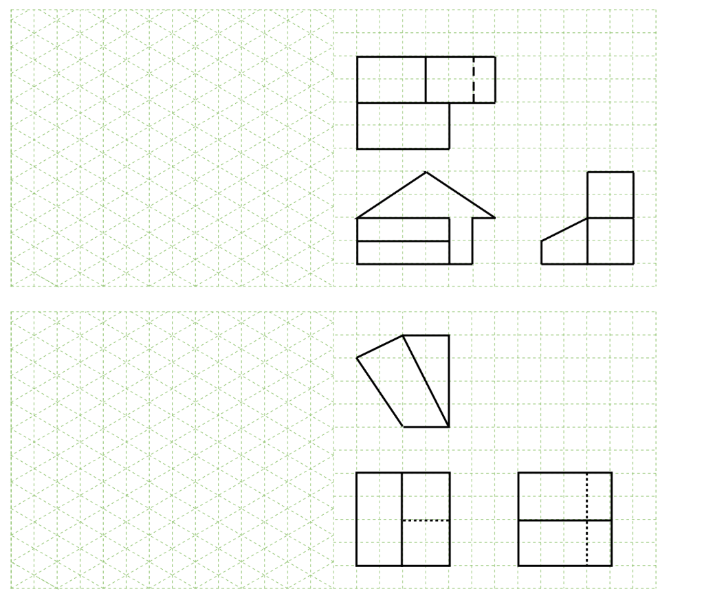 Solved Draw the isometric shape, using the top, front and | Chegg.com