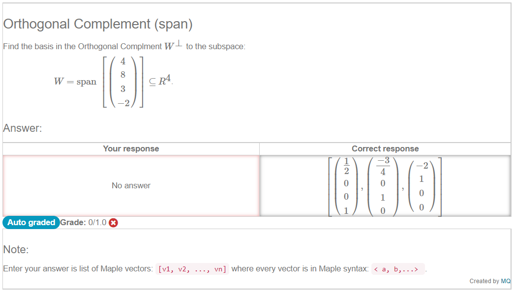 Solved Orthogonal Complement (span) Find the basis in the | Chegg.com