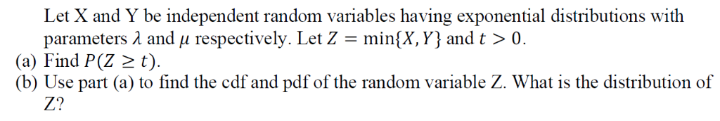 Solved Let X and Y be independent random variables having | Chegg.com