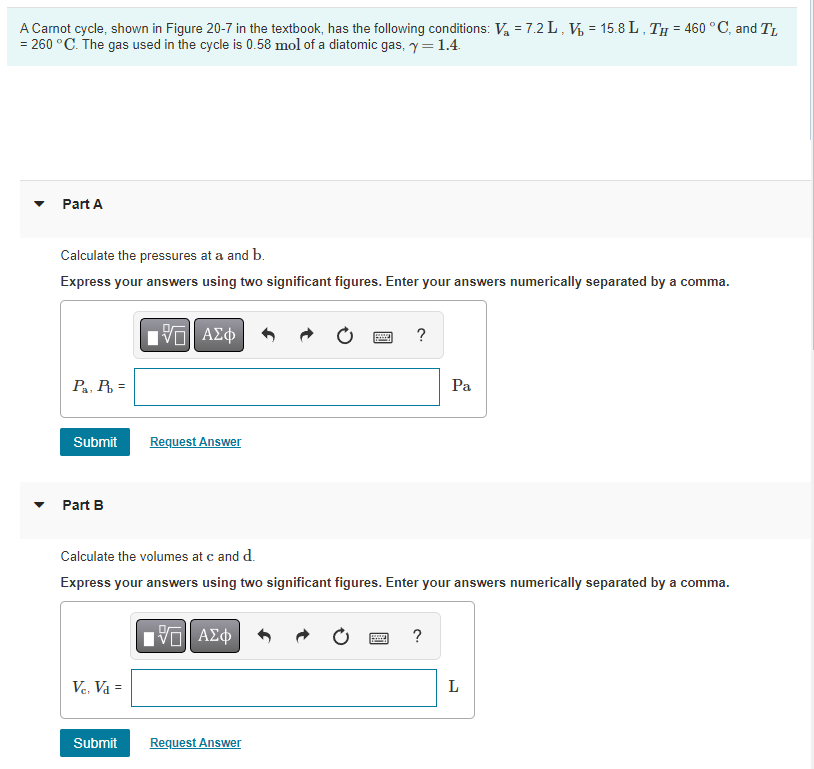 A Carnot cycle, shown in Figure 20-7 in the textbook, | Chegg.com