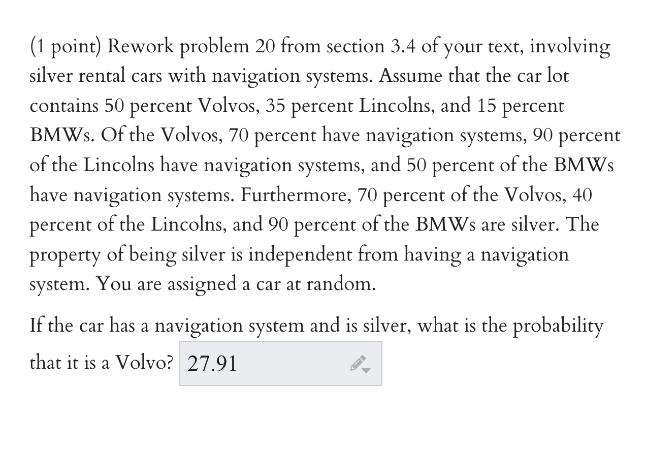 Solved (1 point) Rework problem 20 from section 3.4 of your | Chegg.com