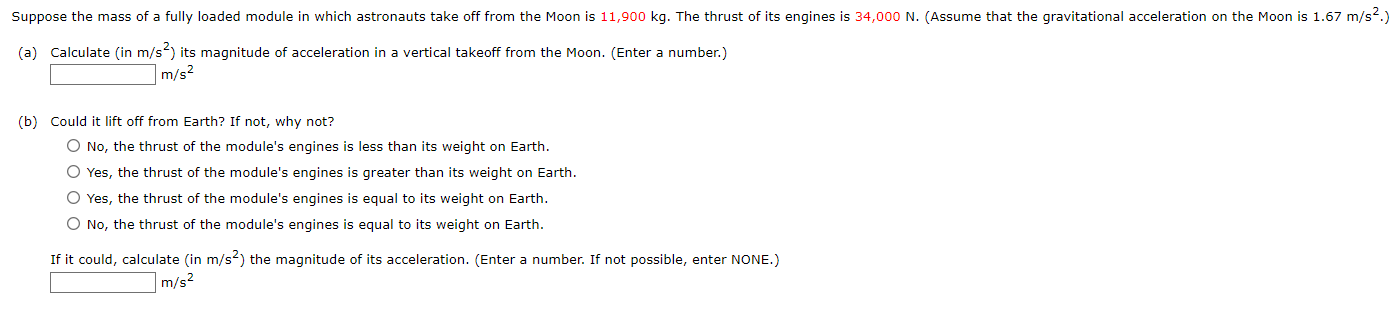Solved (a) Calculate (in m/s2 ) its magnitude of | Chegg.com