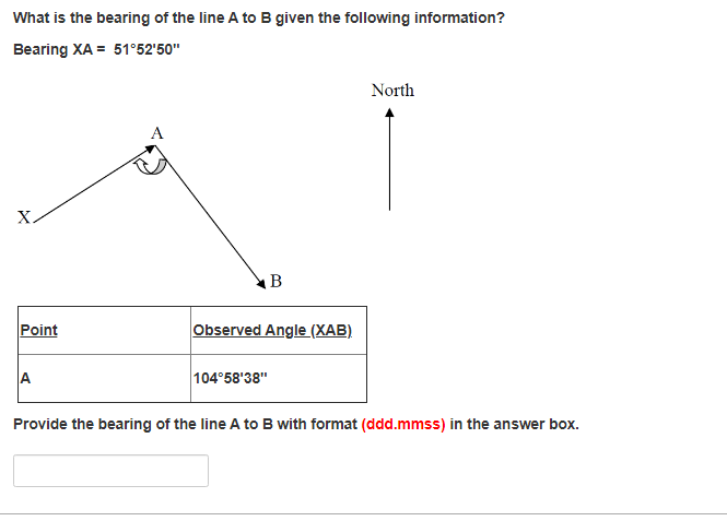 Solved What is the bearing of the line A to B given the | Chegg.com