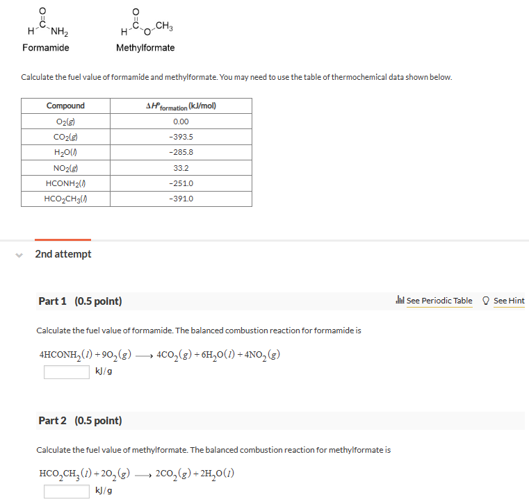 Solved Calculate the fuel value of formamide and | Chegg.com
