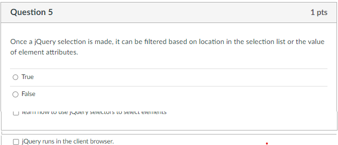 Solved jQuery can select page elements based on tag name, id | Chegg.com