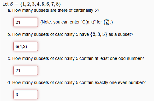 Solved Let S={1,2,3,4,5,6,7,8} a. How many subsets are there | Chegg.com