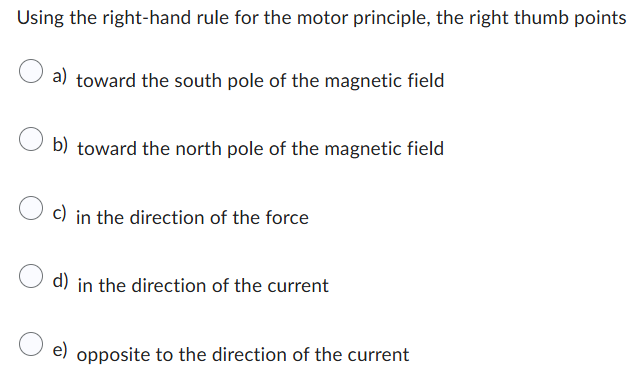Solved Using the right-hand rule for the motor principle, | Chegg.com