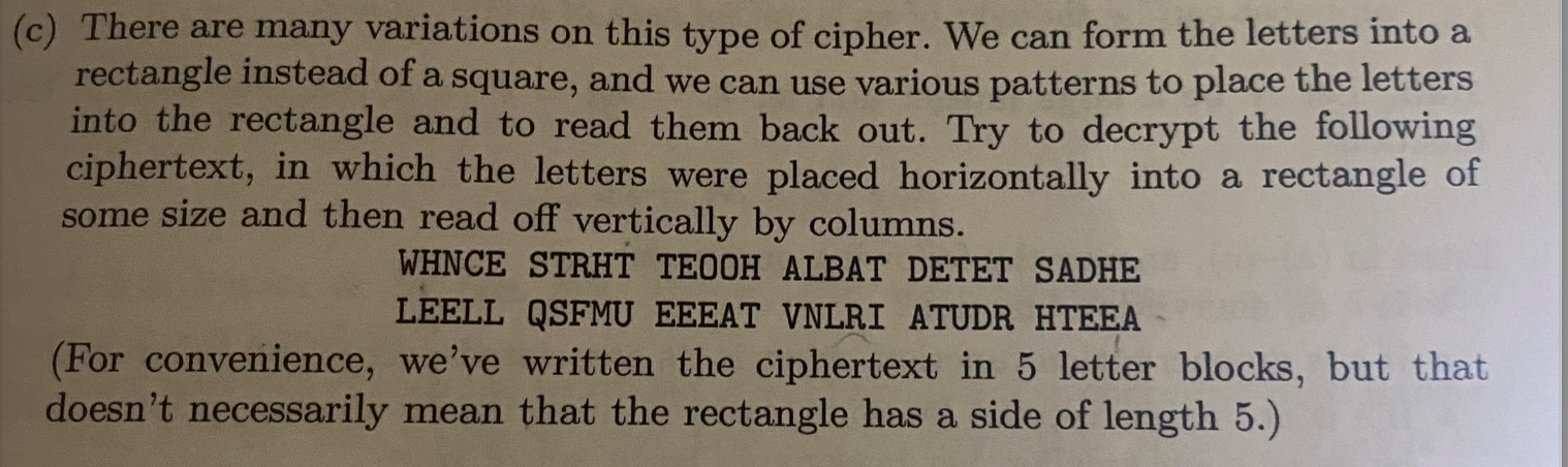 (c) There are many variations on this type of cipher. | Chegg.com