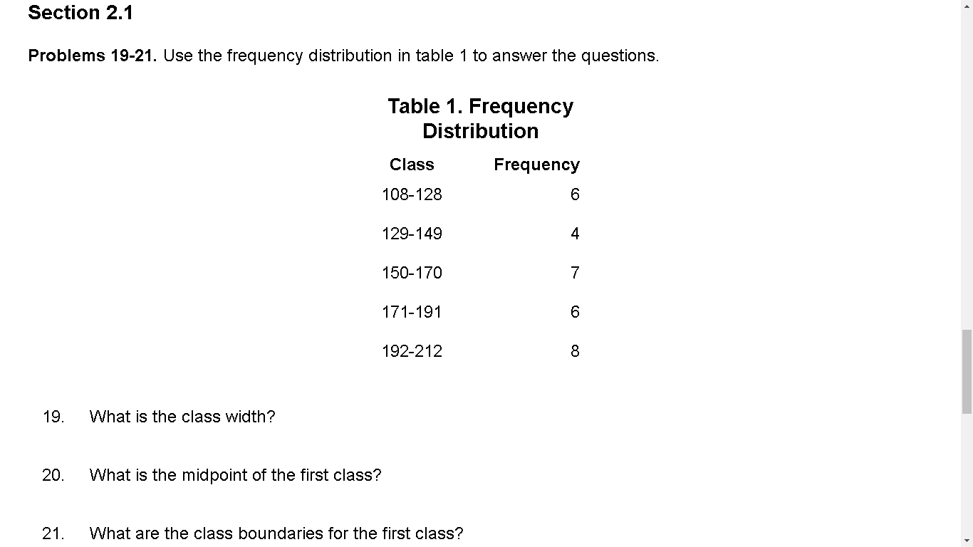 Solved Use the frequency distribution in table 1 to answer | Chegg.com
