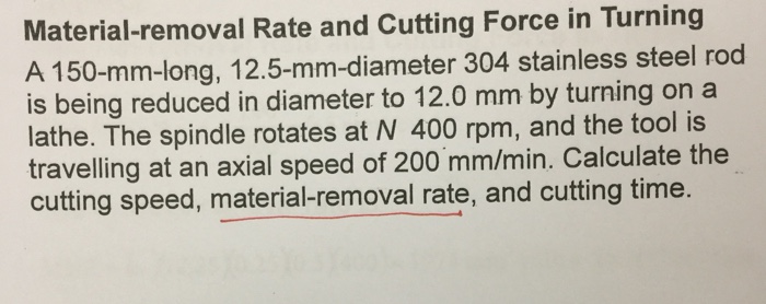 Solved Material-removal Rate and Cutting Force in Turning A | Chegg.com