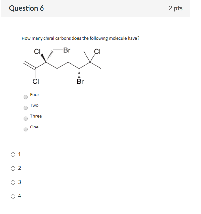 Solved How many chiral carbons does the following molecule | Chegg.com