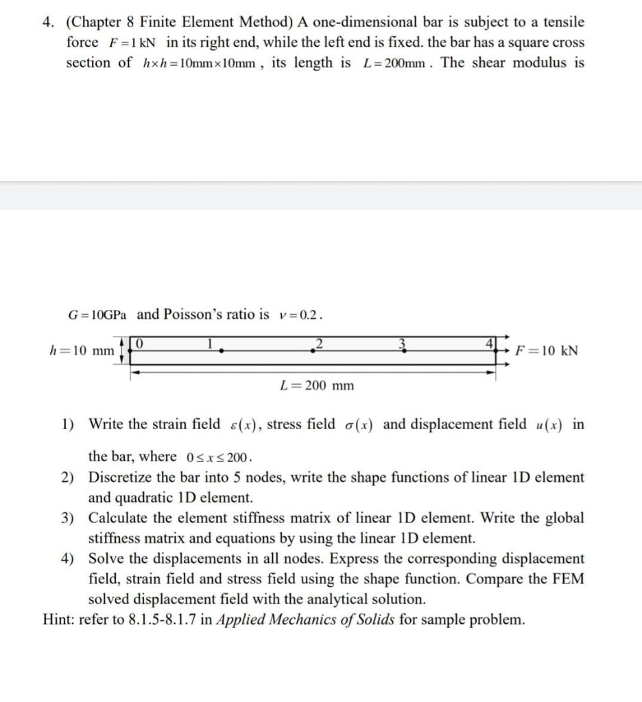 Solved 4. (Chapter 8 Finite Element Method) A | Chegg.com