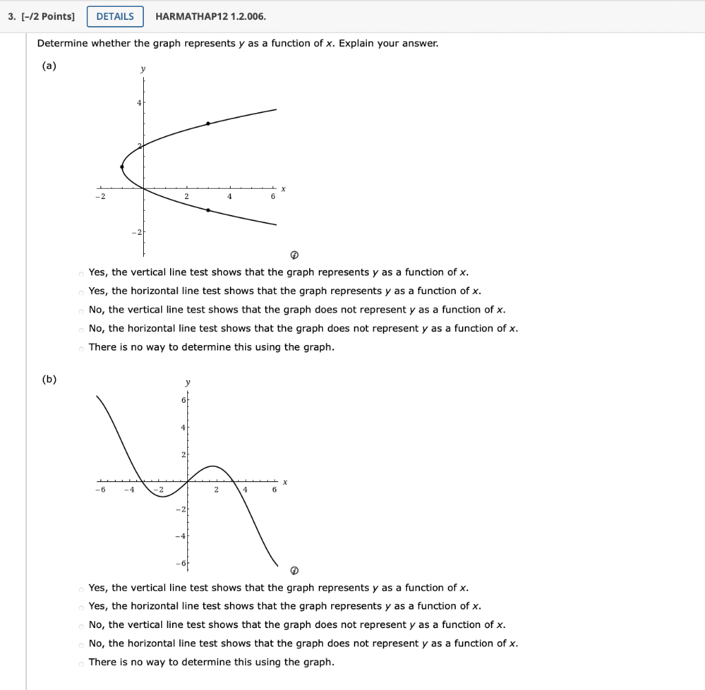 Solved Determine whether the graph represents y as a | Chegg.com