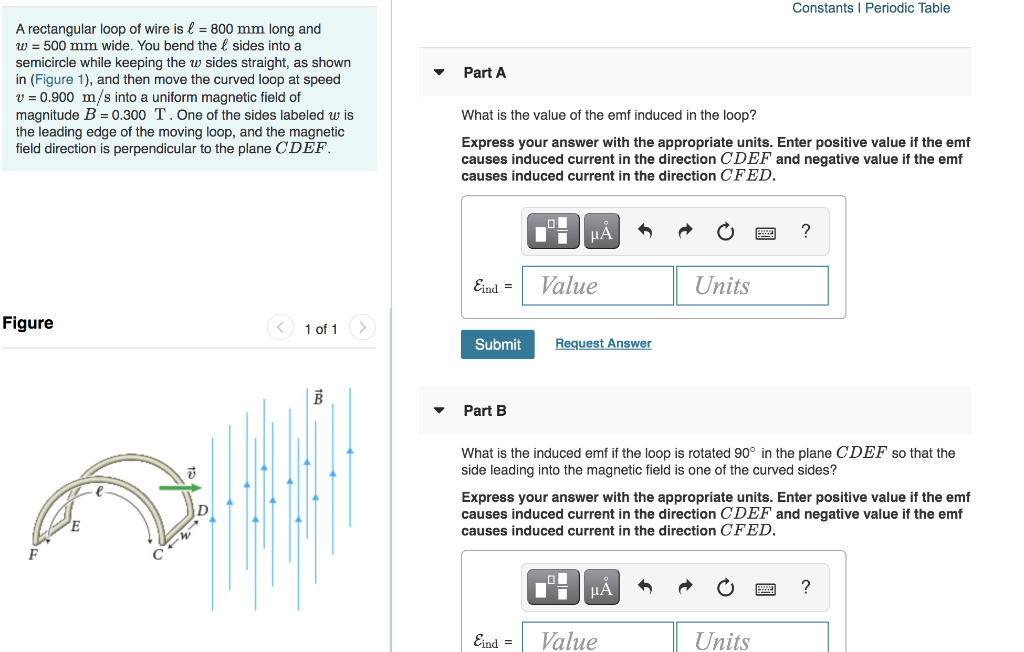 Solved Constants Periodic Table Part A A rectangular loop of | Chegg.com