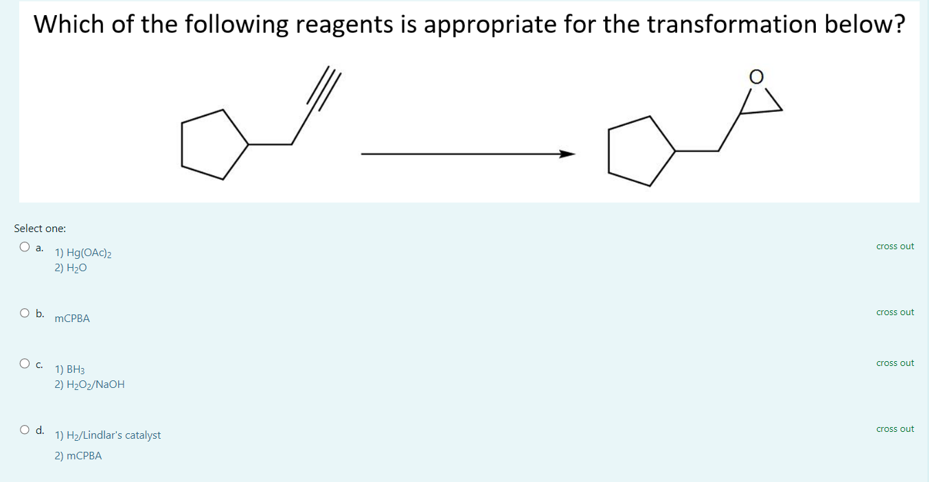 Solved Which of the following reagents is appropriate for | Chegg.com