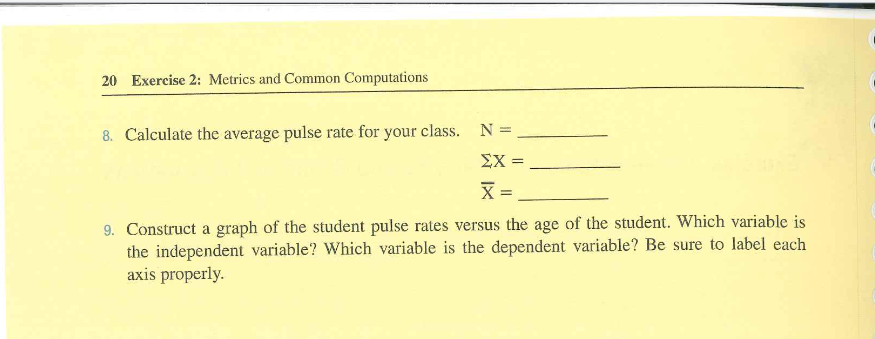 Solved 8. Calculate the average pulse rate for your class. | Chegg.com