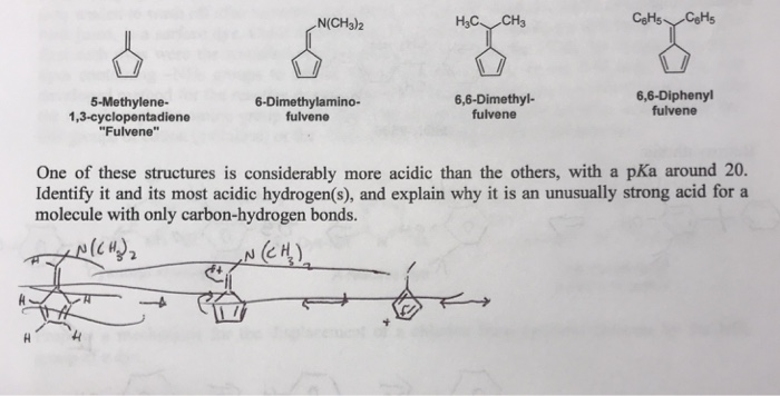 Solved N(CH3)2 6,6-Dimethyl- fulvene 6,6-Diphenyl fulvene | Chegg.com