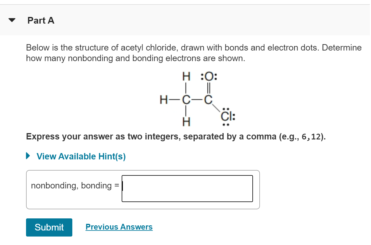 Solved Part A Below is the structure of acetyl chloride, | Chegg.com