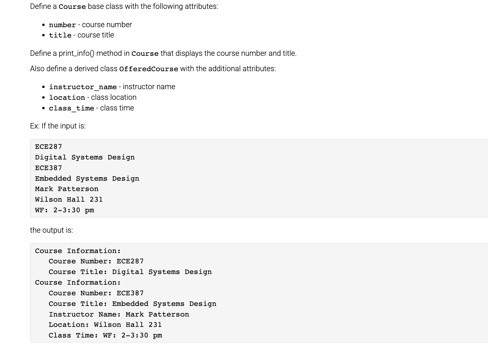 Solved In Python, define a Course base class with the | Chegg.com