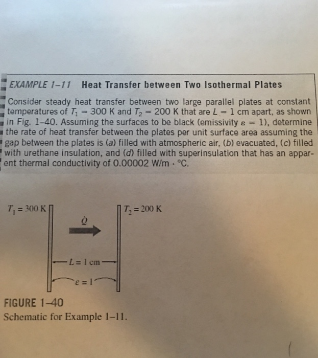 Solved EXAMPLE 1-11 Heat Transfer between Two Isothermal | Chegg.com