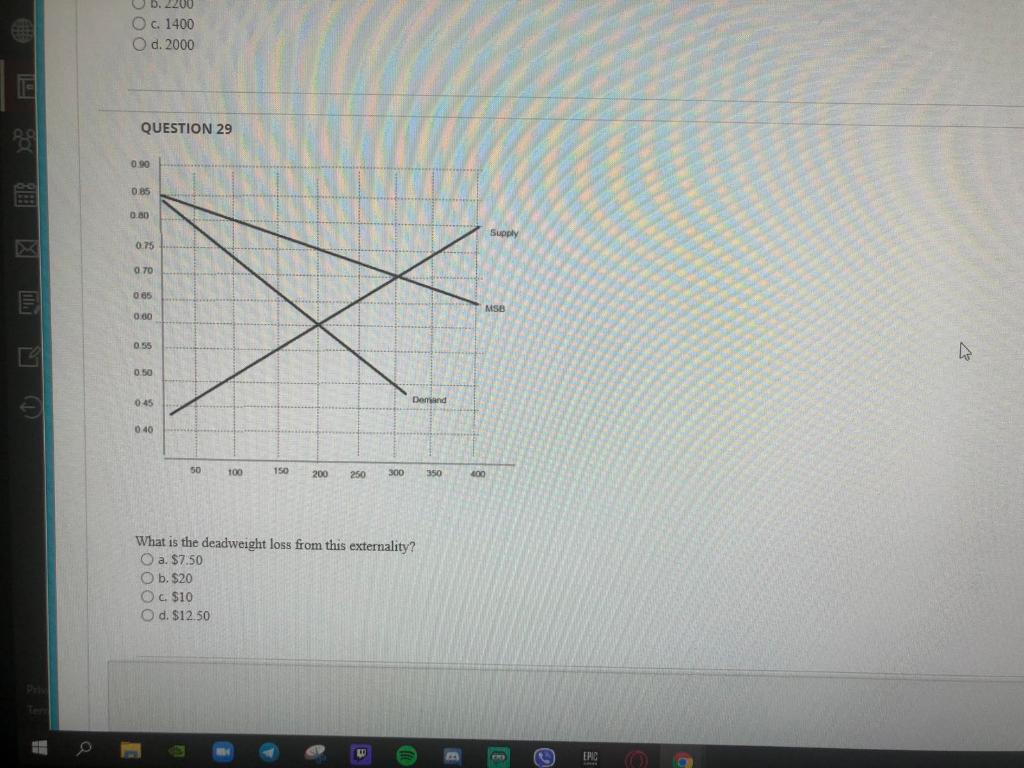 Solved b. L200 O c. 1400 d. 2000 F QUESTION 29 0.00 0.85 | Chegg.com