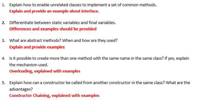 Solved 1. Explain how to enable unrelated classes to | Chegg.com