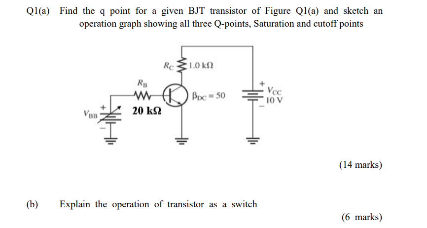 Solved Ql(a) Find the q point for a given BJT transistor of | Chegg.com