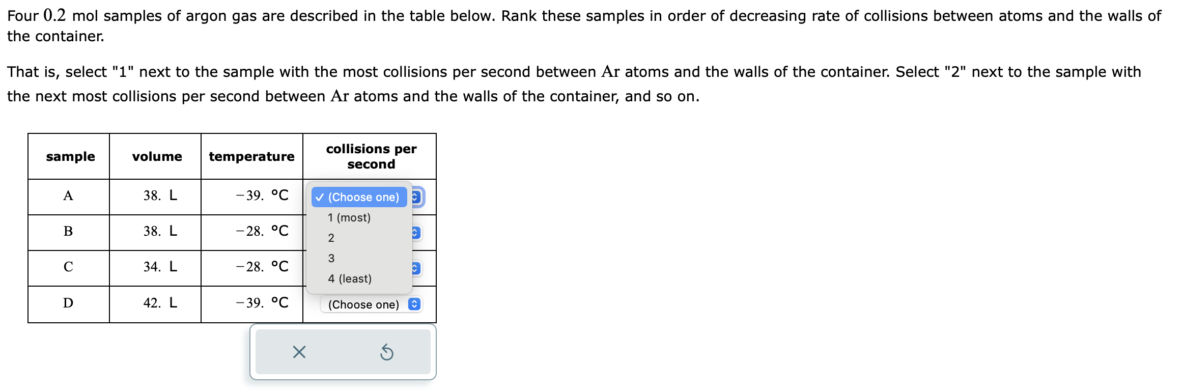 Solved Four 0.2 mol samples of argon gas are described in | Chegg.com