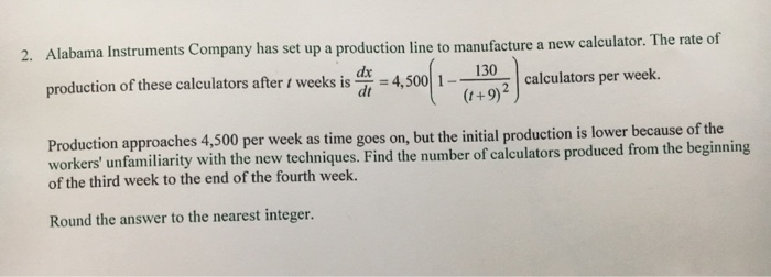 Solved Alabama Instruments Company has set up a production | Chegg.com