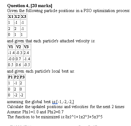Solved Question 4, [20 marks] Given the following particle | Chegg.com