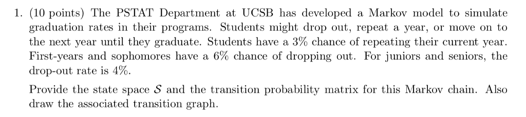 Solved 1. (10 points) The PSTAT Department at UCSB has | Chegg.com