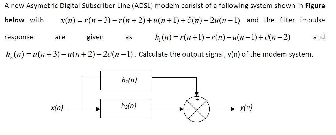 Solved A new Asymetric Digital Subscriber Line (ADSL) modem | Chegg.com