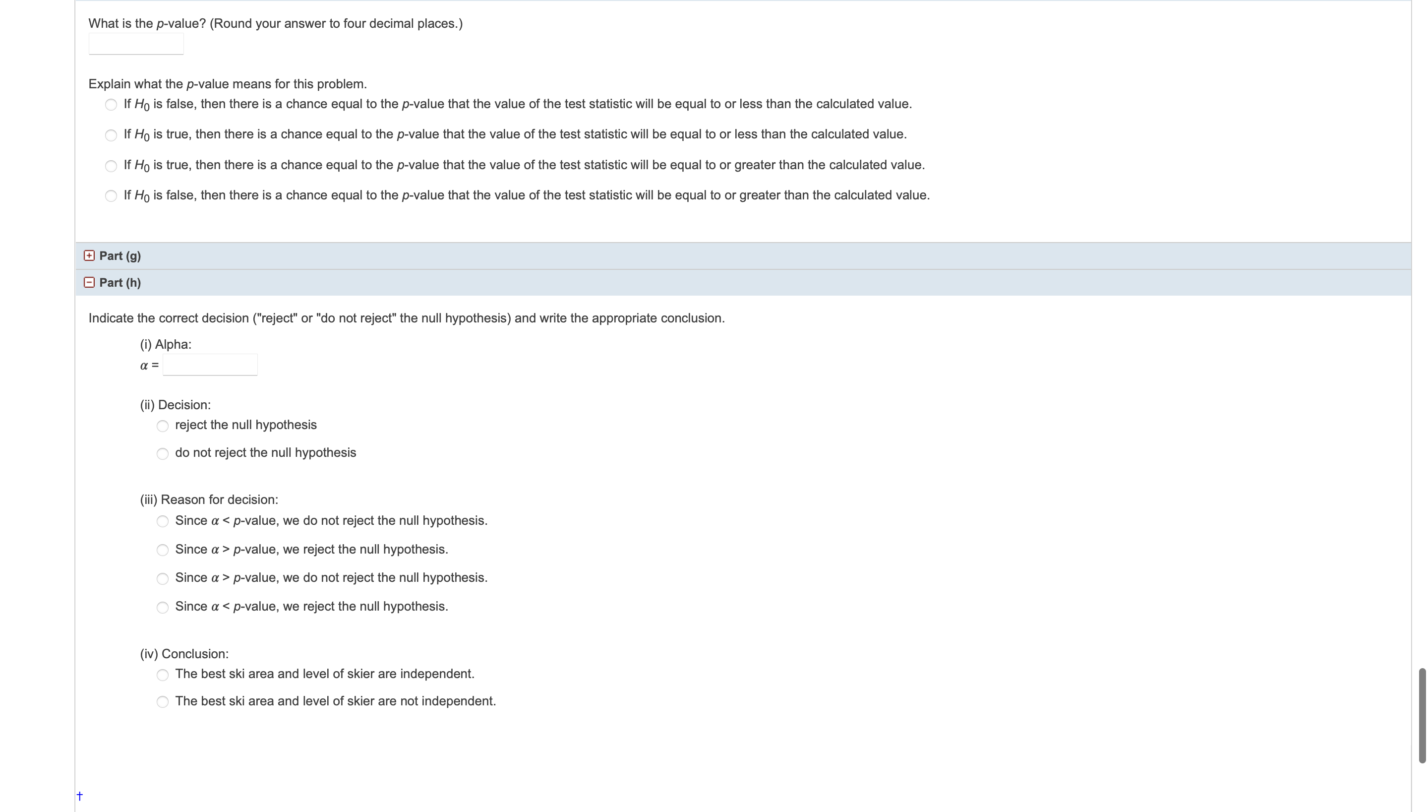 Solved level of 0.05.) Part (a) Part (b) Part (c) What are | Chegg.com