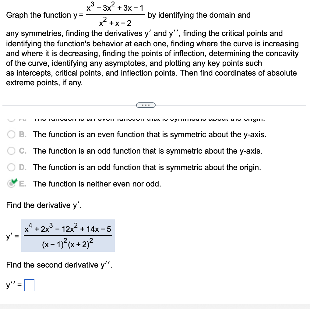 Solved Graph the function y=x2+x−2x3−3x2+3x−1 by identifying | Chegg.com