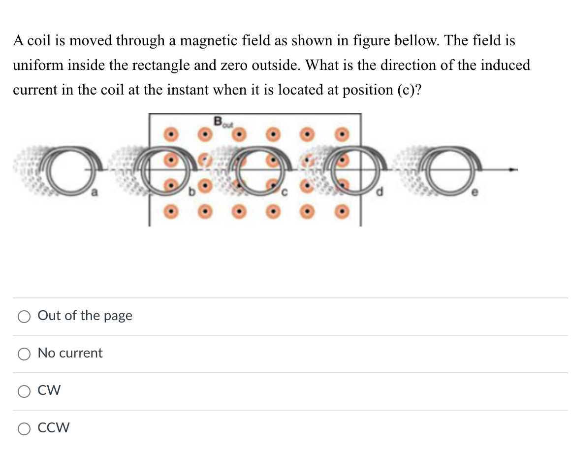 Solved A coil is moved through a magnetic field as shown in | Chegg.com