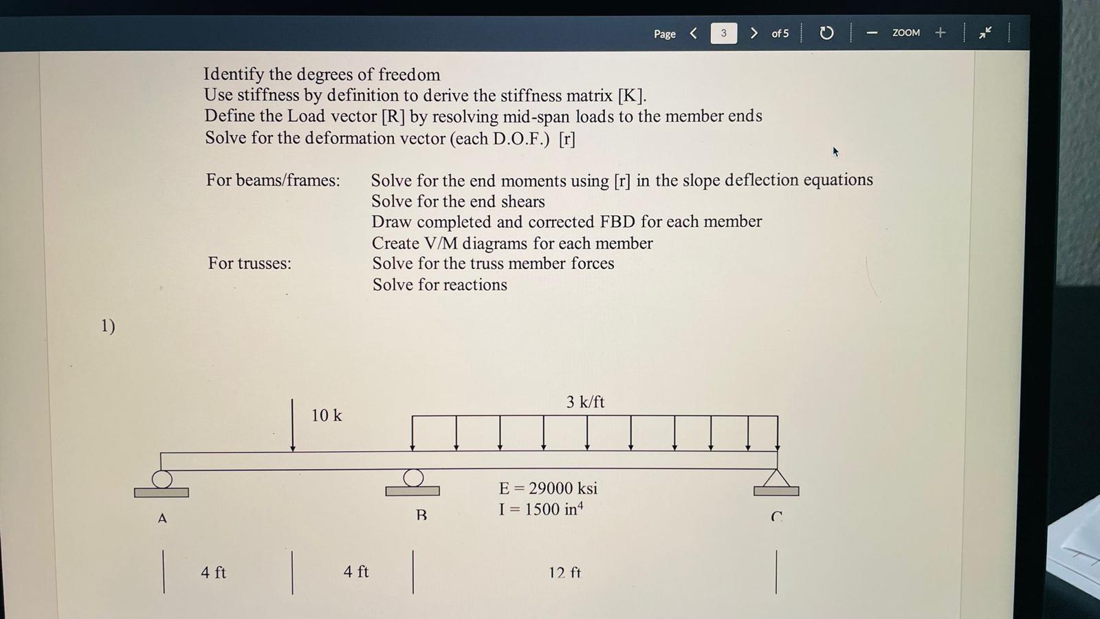 Solved Identify the degrees of freedomUse stiffness by | Chegg.com