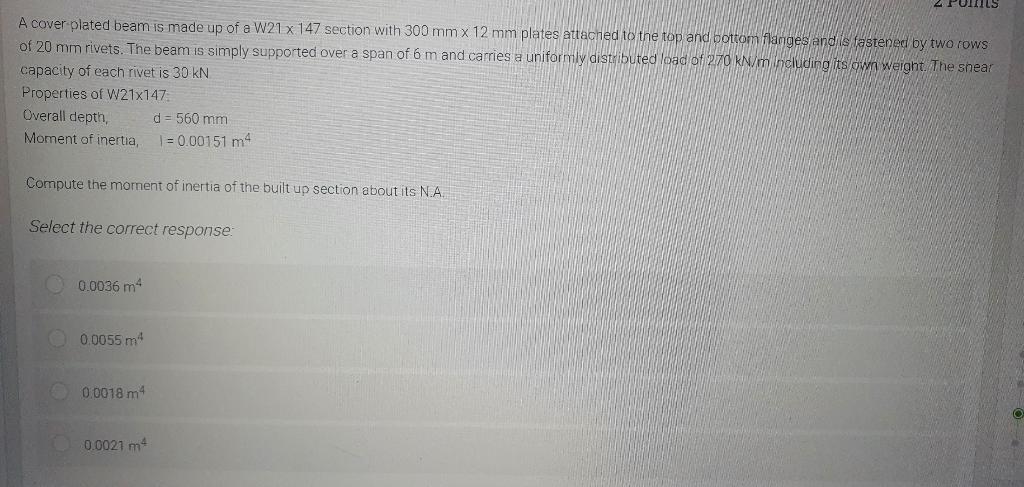 Solved onts A cover plated beam is made up of a W21 x 147 | Chegg.com